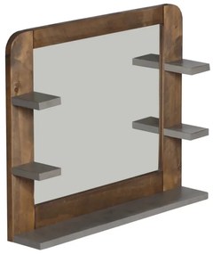furniture-nabytek.cz - Masivní koupelnové zrcadlo Dingora z recyklované borovice, lakované, přírodní/šedá – 67×55 cm