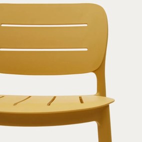 Hořčicově žlutá plastová zahradní barová židle Kave Home Morella 65 cm