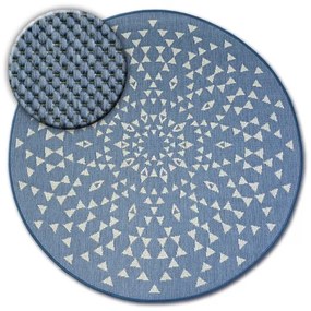 Kulatý koberec Sisal FLAT 48715/591 modrý Rozměr: průměr 120 cm