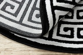 Dywany Łuszczów, Kusový koberec Gloss 6776 85 greek black/ivory kruh, 200x200 (průměr) kruh, černobílá, chodba / předsíň