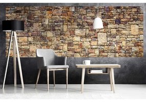 DIMEX | Panoramatická vliesová fototapeta na zeď Kamenná stěna MP-2-0169  | 375 x 150 cm | hnědá, béžová