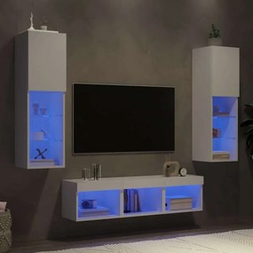vidaXL 5dílná obývací stěna s LED kompozitní dřevo [3216607] Barva: Bílá