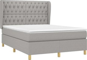 Box spring postel s matrací světle šedá 140 x 190 cm textil 3128757