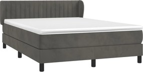Box spring postel s matrací tmavě šedá 140x200 cm samet 3127614