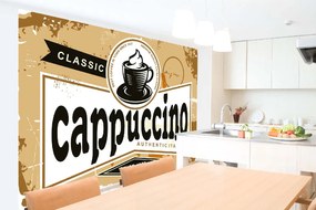 DIMEX | Samolepicí vliesová fototapeta na zeď Cappuccino vintage plakát MA-5-2088 | 375 x 250 cm | zelená, červená, bílá, černá