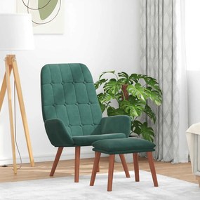 Relaxační křeslo s podnožkou tmavě zelené samet 3315140