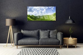 Obraz na skle Hora Louka Příroda 100x50 cm