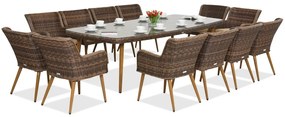 Exkluzivní jídelní set s velkým stolem Cordoba pro 12 osob Garden Point brown