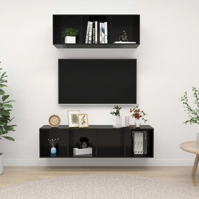 vidaXL 2dílný set TV skříněk černý s vysokým leskem kompozitní dřevo