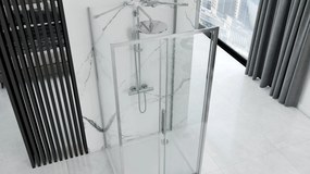 Rea Rapid Slide, 3-stěnová sprchová kabina 130 (dveře) x 100(stěna) x 100(stěna) x 195 cm, 6mm čiré sklo, chromový profil, KPL-09111
