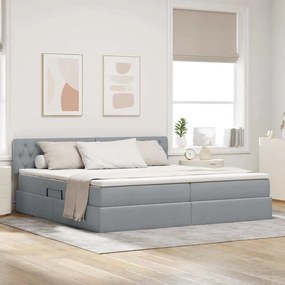 Postel s úložným prostorem a matrací Světle šedá 200 x 200 cm 3370593