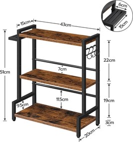 Stolní kuchyňský regál Vasagle Noby 43 cm hnědý/černý