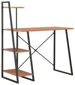 Psací stůl s poličkami černý a hnědý 102 x 50 x 117 cm 20285