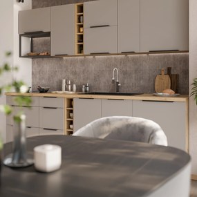 ARIA li | vysoká skříňka 60 LO-210 2F na vestavnou lednici | 60 cm | ANTI FINGERPRINT povrch | artisan/béžová