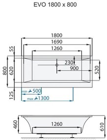 Santech EVO 180 x 80 cm SAEVO180 vana akrylátová