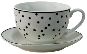 Porcelánový  šálek s podšálkem s černými puntíky Black Dot  - 238 ml