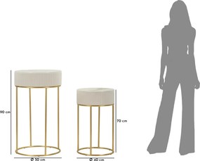 Sada 2 ks odkládacích stolků Wedding Round krémová/zlatá
