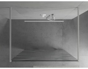 Mexen Kioto, průchozí sprchová zástěna 110 x 200 cm, 8mm sklo čiré/bílý vzor, 2x bílá stabilizační rozpěra, 800-110-002-20-97