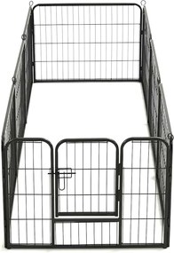 Ohrádka pro psy 8 panelů ocelová 60 x 80 cm černá 170572