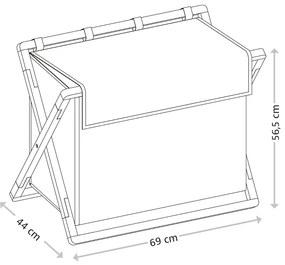 Kesper Koš na tříděné prádlo, černý s bambusovým rámem, 69x41x56,5 cm