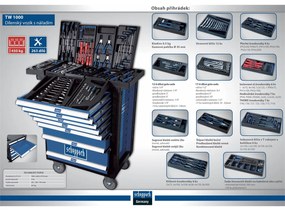 Dílenský vozík s nářadím TW1000, 7 zásuvek, 263 dílů