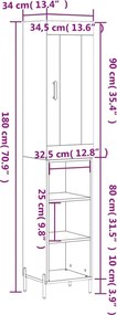 vidaXL Skříň highboard 34,5 x 34 x 180 cm kompozitní dřevo [3199375] Barva: Betonová šedá