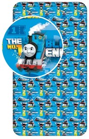 Modré napínací bavlněné dětské prostěradlo 90x200 cm Thomas the Tank Engine – Jerry Fabrics