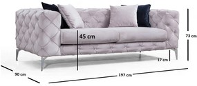 Designová sedačka Rococo 197 cm světle šedá