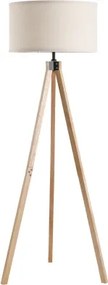 HOMCOM stojací lampa ve skandinávském stylu 40 W max. Rozměry Ø 45D x 45Š x 152V cm, borovicové dřevo, lněná béžová