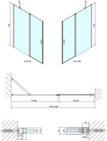 Polysan ZOOM LINE sprchové dveře 1500mm, čiré sklo, ZL1315