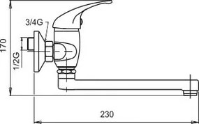 Novaservis Metalia 55 Umyvadlová dřezová baterie 150 mm, chrom, 55076,0