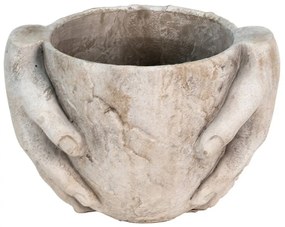 Cementový obal na květináč s držícíma rukama Meganne – 25x18x17  cm