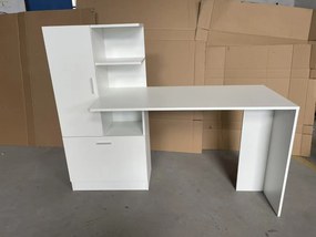 HOMCOM psací stůl 150 cm s knihovnou a skříňkou, bílý