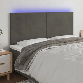 Čelo Postele S Led Tmavě Zelené Samet Tmavě šedá 200 x 5 x 118/128 cm