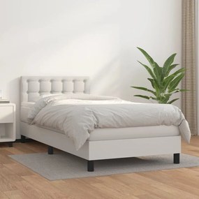 Box spring postel s matrací bílá 90x200 cm umělá kůže