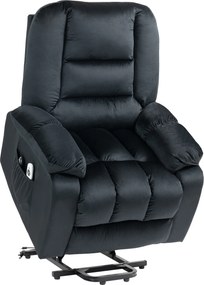 HOMCOM elektrické křeslo pro vstávání elektrické relaxační křeslo 8 bodů vibrační masáže 85 x 94 x 107 cm černá