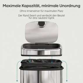 HOMCOM Automatický odpadkový koš se senzorem, kuchyňský, nerez, stříbrný, 68L| Aosom