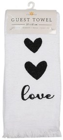 Bílý froté ručník se srdíčky a nápisem Love – 40x66 cm