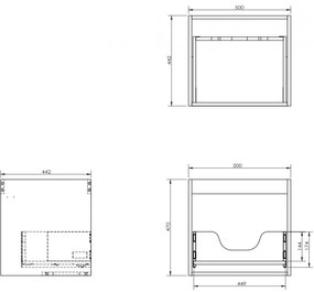 Mexen Box-A, závěsná skříňka 50 cm, 1 zásuvka, bílá matná, 91AX0-0500-470-1-01