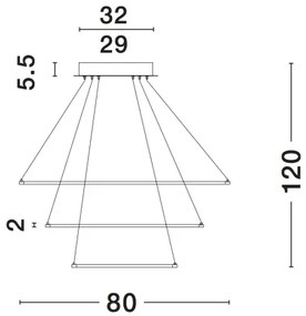 LED lustr Aria 135W 80 chrome