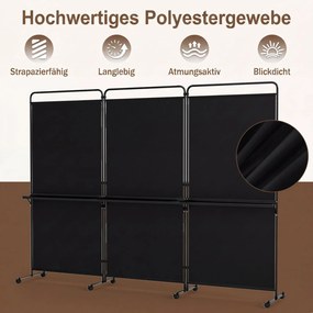 Costway 3-dílný dělič pokoje na kolečkách, skládací zástěna, zástěna na ochranu