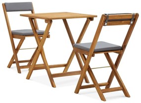 3dílný skládací bistro set s poduškami masivní akáciové dřevo 310275