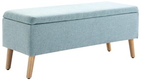 HOMCOM Světle zelená čalouněná lavice s úložným prostorem 110x39x45cm z polyesteru připomínajícího len a kaučukovníku ve skandinávském designu