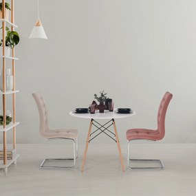 Jídelní stůl, bílá/buk, průměr 90 cm, GAMIN 2 NEW 90