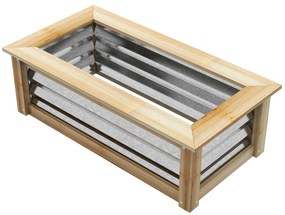 Outsunny Kovový vyvýšený záhon s dřevěným rámem pro zahradu a balkon 90x45x30cm, odolný proti povětrnostním vlivům | Aosom.de
