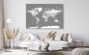 Obraz stylová vintage černobílá mapa světa - 60x40 cm