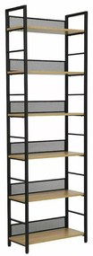 Regál Raw R6 187 cm černý mat/dub přírodní