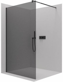 Cerano Onyx, sprchová zástěna Walk-in 90x200 cm, 8mm šedé sklo, černý profil, CER-CER-426409
