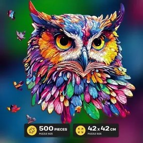 EscapeWelt Dřevěné puzzle Sova / 500 dílků /  Obtížnost: střední / od