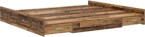 Rám postele s úložným prostorem s čelo Staré dřevo 200 x 200 cm 3335267